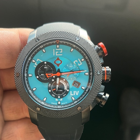 liv watches | Accessories | Liv Black And Blue Chronograph Watch | Poshmark